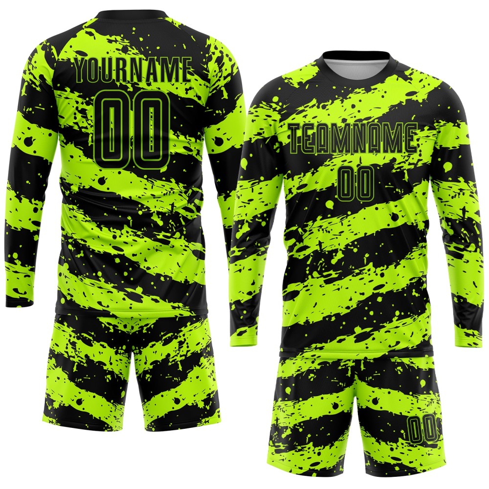 Jersey Green Neon Soccer Custom Uniform Black Sublimation