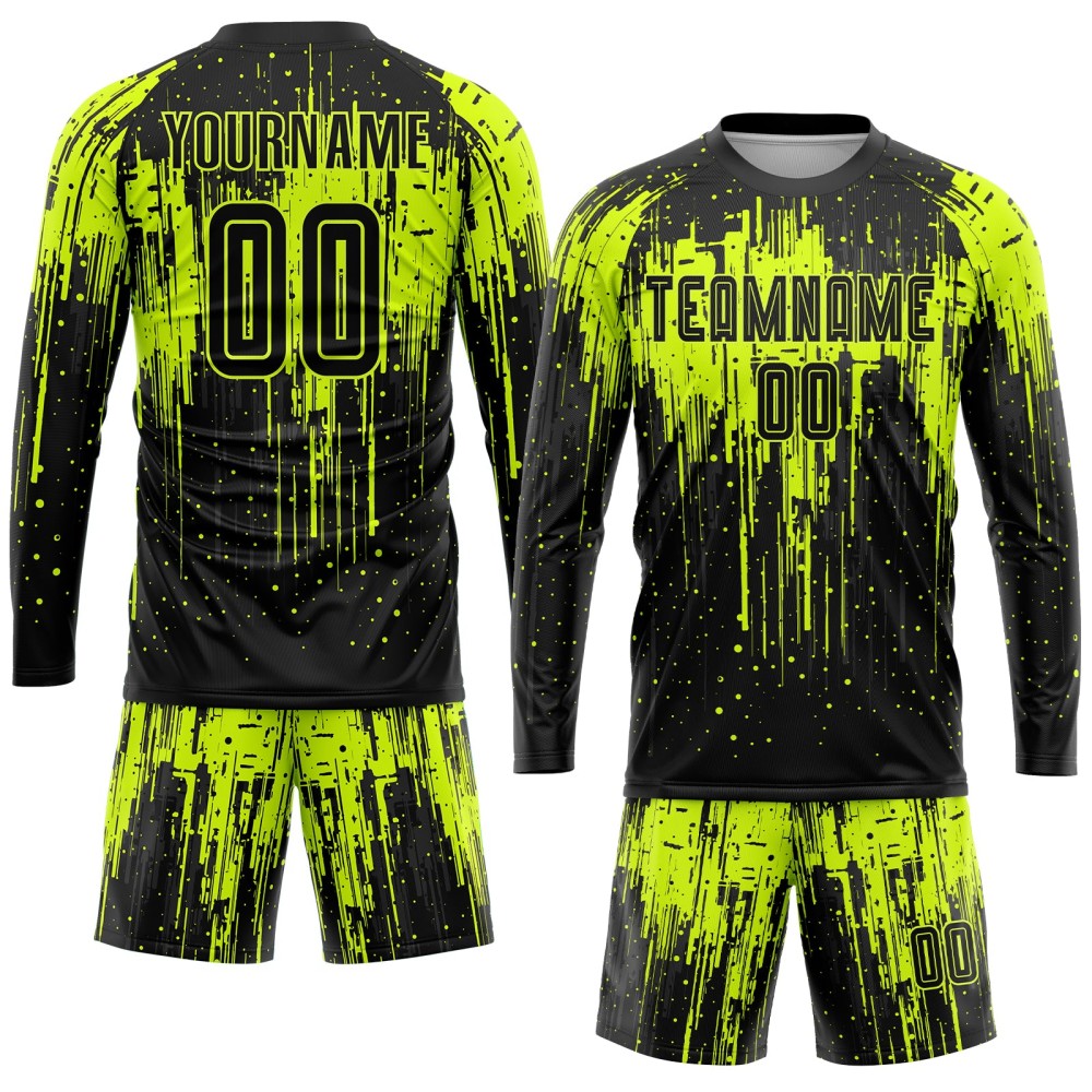 Jersey Sublimation Neon Green Uniform Custom Black Soccer
